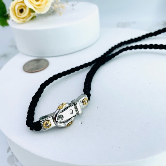henri bendel | Accessories | Henri Bendel Silver Tone Gold Logo Elastic ...
